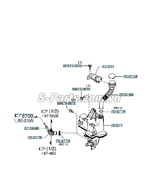 CỔ ĐỔ NƯỚC VÀO BÌNH NƯỚC RỬA KÍNH MAZDA CX-5 FACELIFT KD3567484 CHÍNH ...