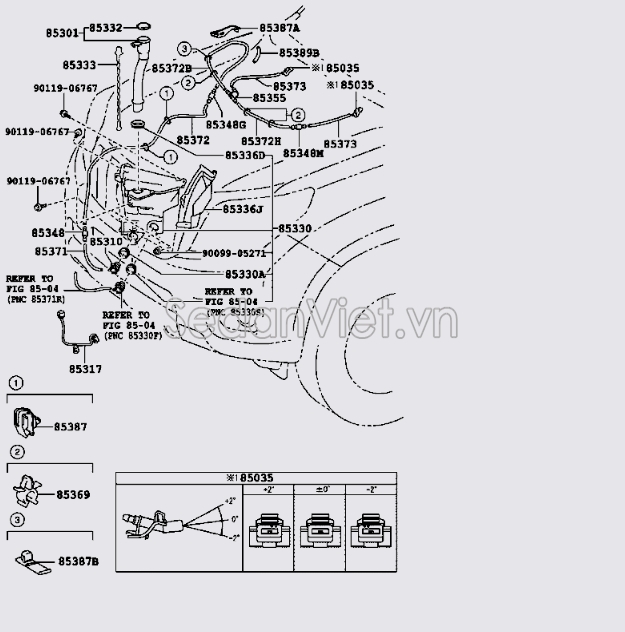 VÒI PHỤT NƯỚC XỊT KÍNH TOYOTA COROLLA ALTIS 8538112300 CHÍNH HÃNG ...