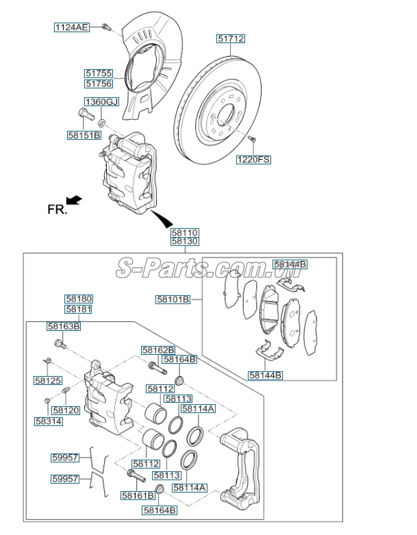 PISTON PHANH TRƯỚC KIA SEDONA 58112A9100 CHÍNH HÃNG - SEDANVIET.VN