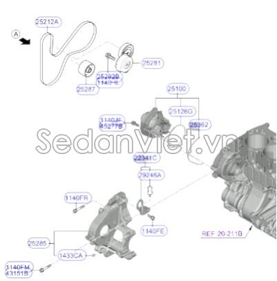 BƠM NƯỚC ĐỘNG CƠ HYUNDAI SANTAFE 251002R000 CHÍNH HÃNG - SEDANVIET.VN