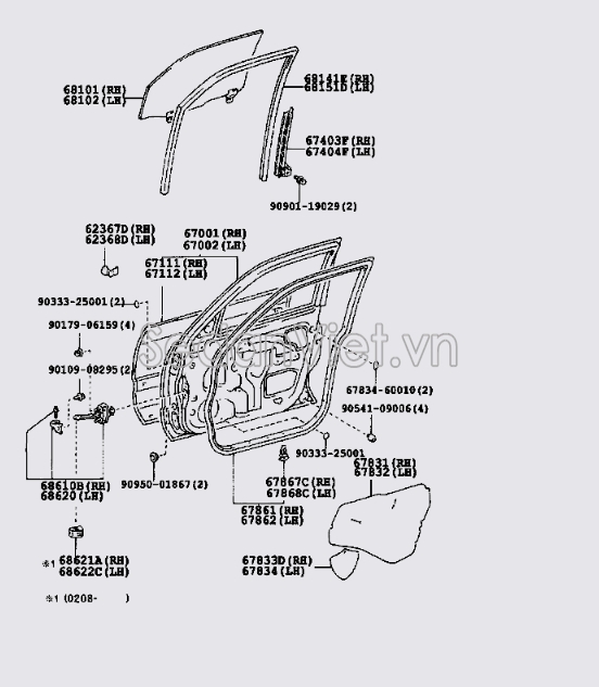 XƯƠNG DẪN HƯỚNG LÊN XUỐNG KÍNH CÁNH CỬA TOYOTA LAND CRUISER 6740360080 ...