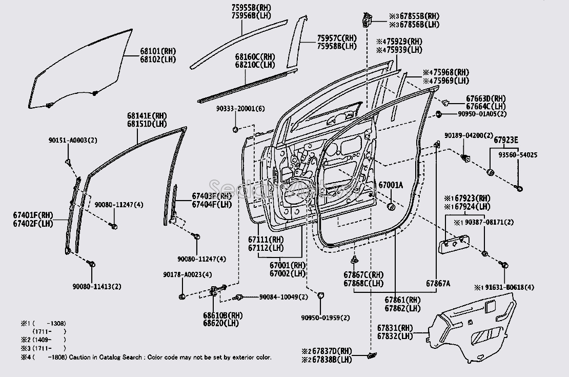 ỐP NHỰA TRANG TRÍ NGOÀI CÁNH CỬA TRƯỚC TOYOTA SIENNA 7592908010 CHÍNH ...