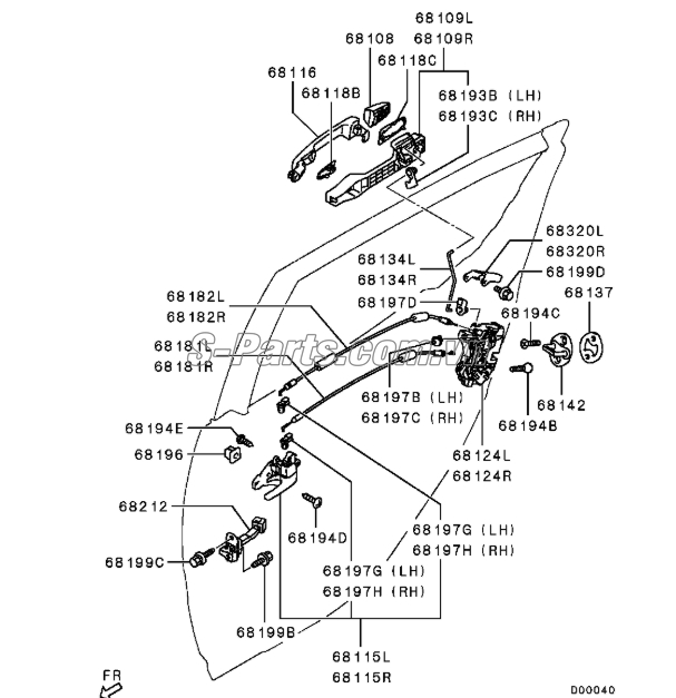 TAY MỞ CỬA KHÚC DÀI CÓ MẠ MITSUBISHI TRITON 5716A032 CHÍNH HÃNG ...