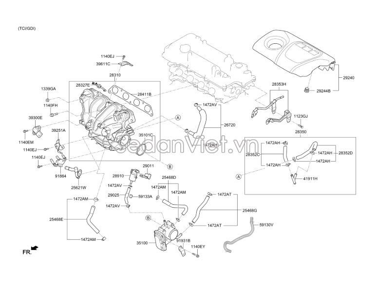 ỐNG DẪN KHÍ THẢI HYUNDAI KONA 290212B110 CHÍNH HÃNG - SEDANVIET.VN