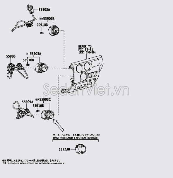 NÚM CÔNG TẮC ĐIỀU KHIỂN ĐIỀU HÒA TOYOTA HIACE 5590326010 CHÍNH HÃNG ...