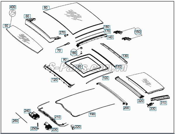 DẪN HƯỚNG KÍNH CỬA SỔ TRỜI MERCEDES-BENZ GLC250 A2057800900 CHÍNH HÃNG ...