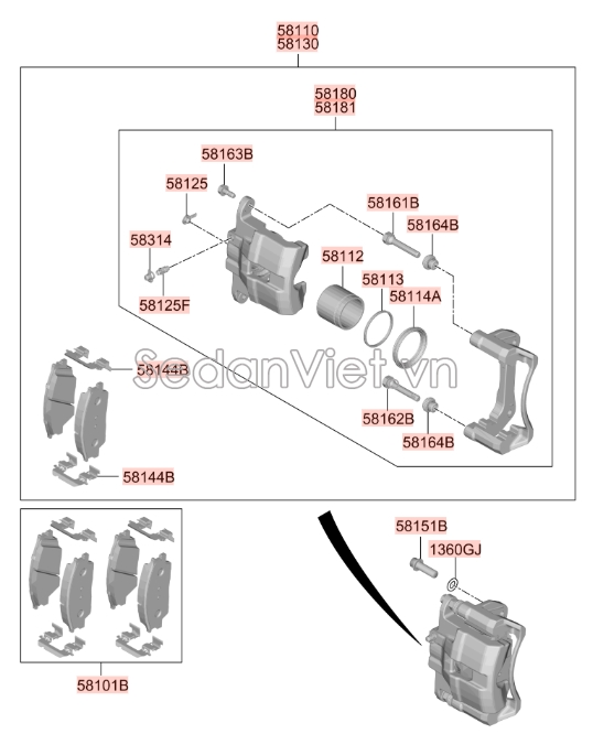 PISTON PHANH TRƯỚC HYUNDAI CRETA 5811233000 CHÍNH HÃNG - SEDANVIET.VN