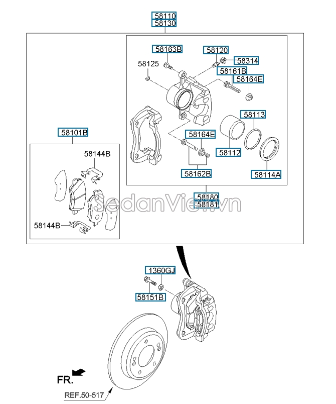 PISTON PHANH TRƯỚC 57MM KIA K3 581121H000 CHÍNH HÃNG - SEDANVIET.VN