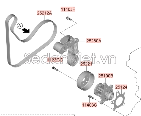 BƠM NƯỚC ĐỘNG CƠ HYUNDAI STARGAZER 251002M030 CHÍNH HÃNG - SEDANVIET.VN