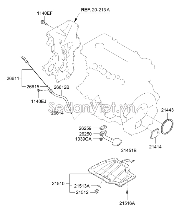 NẮP XẢ DẦU ĐỘNG CƠ KIA K3 2151223000 CHÍNH HÃNG - SEDANVIET.VN