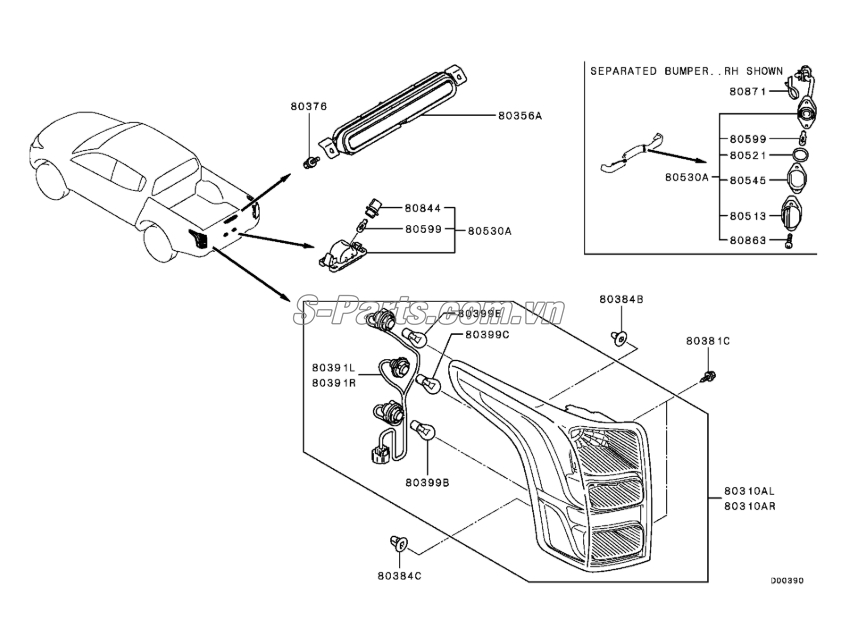 ĐÈN BÁO PHANH MITSUBISHI TRITON ALL NEW 8334A159 CHÍNH HÃNG - SEDANVIET.VN