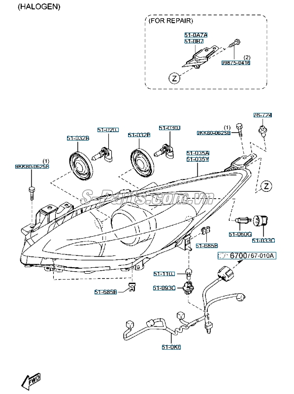BÓNG ĐÈN 12V 5W MAZDA CX-5 997016050 CHÍNH HÃNG - SEDANVIET.VN