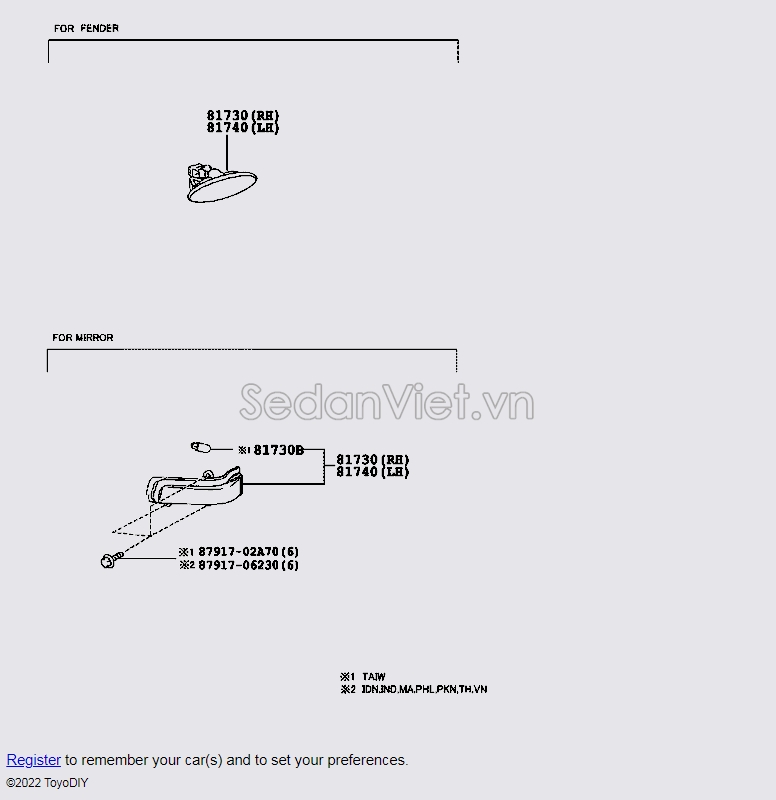 ĐÈN XI NHAN GƯƠNG TOYOTA CAMRY 8173006050 CHÍNH HÃNG - SEDANVIET.VN