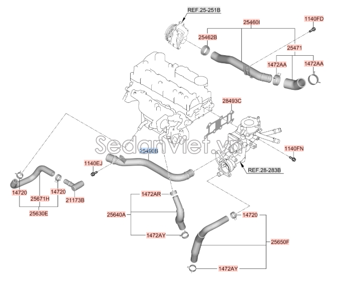 ỐNG NƯỚC KIA NEW SORENTO 256502F000 CHÍNH HÃNG - SEDANVIET.VN