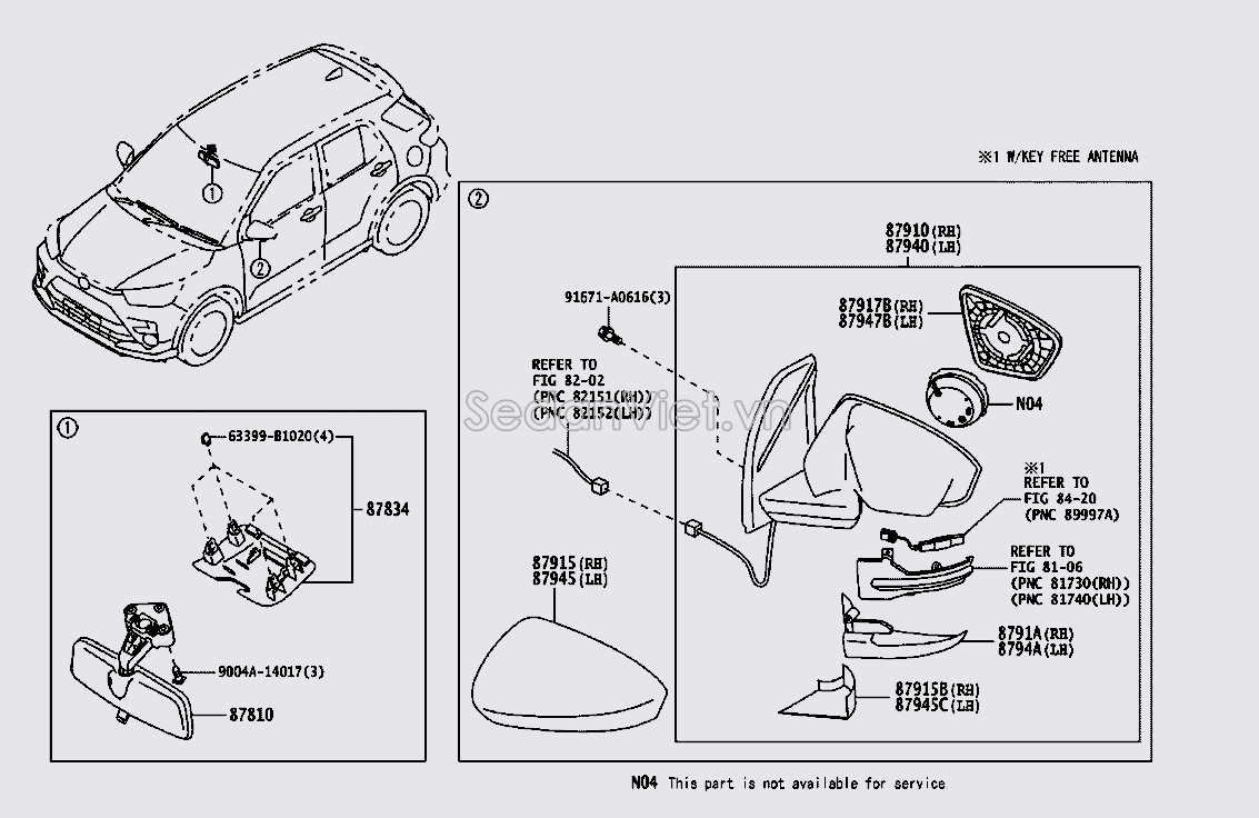 MẶT GƯƠNG TOYOTA RAIZE 87917BZ260 CHÍNH HÃNG - SEDANVIET.VN