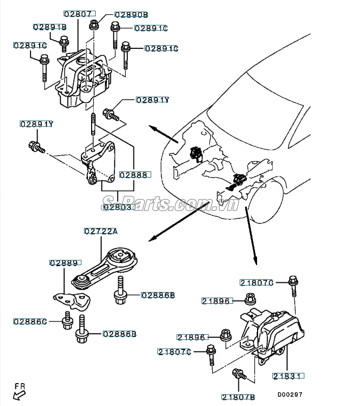 CHÂN MÁY SỐ 8 MITSUBISHI OUTLANDER 1092A229 CHÍNH HÃNG - SEDANVIET.VN