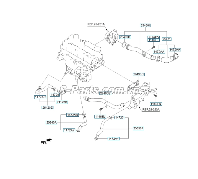 ỐNG DẪN NƯỚC VÀO BƠM NƯỚC HYUNDAI SANTAFE 254602F001 CHÍNH HÃNG ...