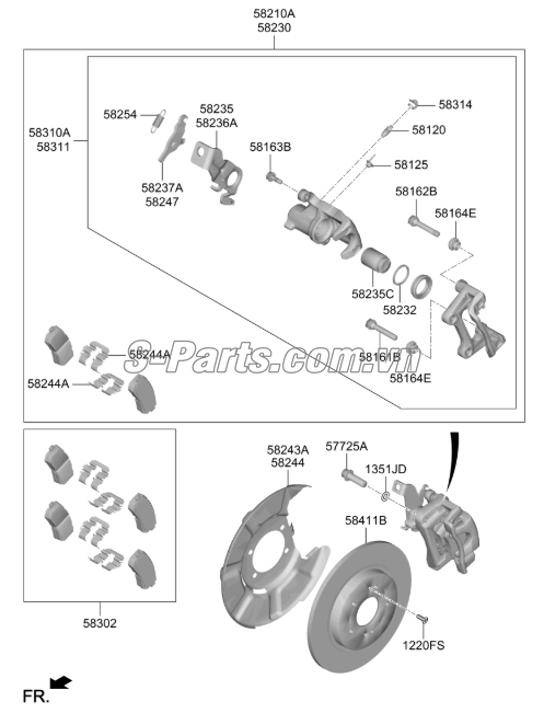 MÁ PHANH SAU HYUNDAI SANTAFE 58302S1A30 CHÍNH HÃNG - SEDANVIET.VN