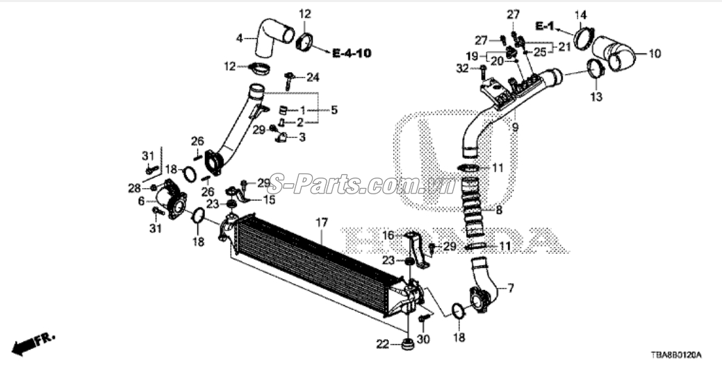 ỐNG HÚT GIÓ TURBO HONDA CIVIC 172845AAA01 CHÍNH HÃNG - SEDANVIET.VN