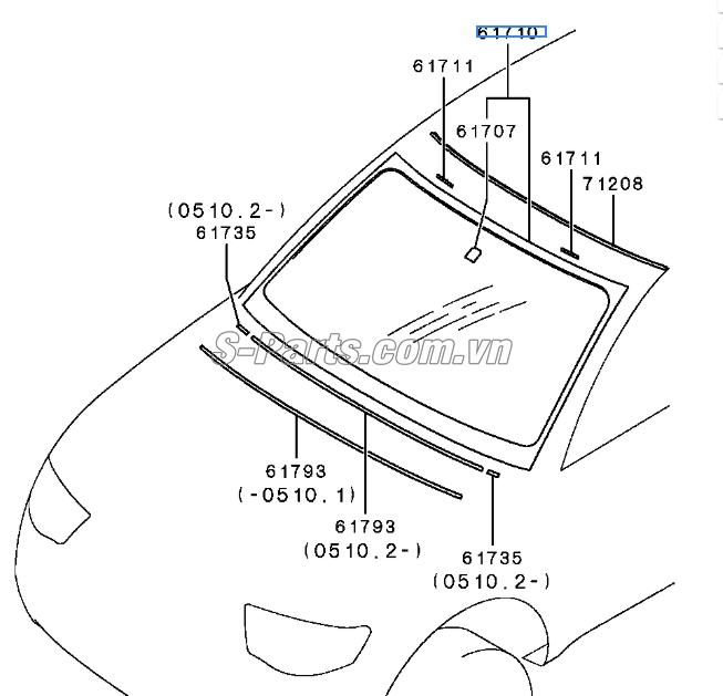 NẸP CHÂN KÍNH CHẮN GIÓ TRƯỚC MITSUBISHI TRITON 6102A178 CHÍNH HÃNG ...
