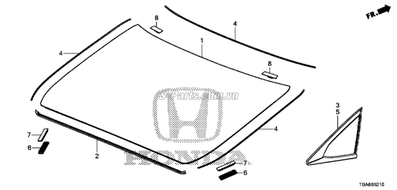 GIOĂNG KÍNH CHẮN GIÓ SAU HONDA BR-V 73525SYY000 CHÍNH HÃNG - SEDANVIET.VN