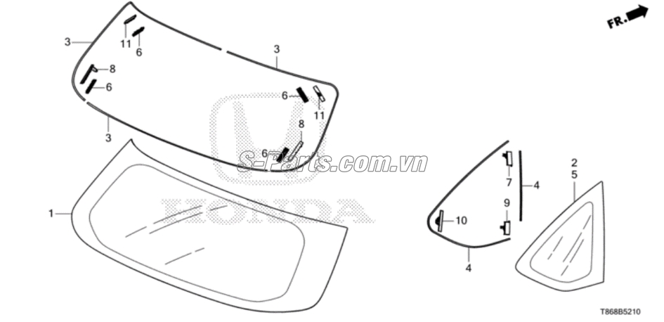 GIOĂNG KÍNH CHẮN GIÓ SAU HONDA BR-V 73525SYY000 CHÍNH HÃNG - SEDANVIET.VN