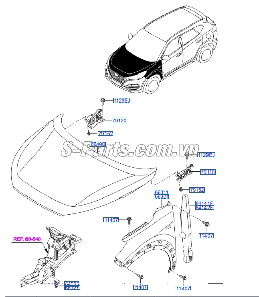 NẮP CAPO HYUNDAI TUCSON 66400D3000 CHÍNH HÃNG - SEDANVIET.VN