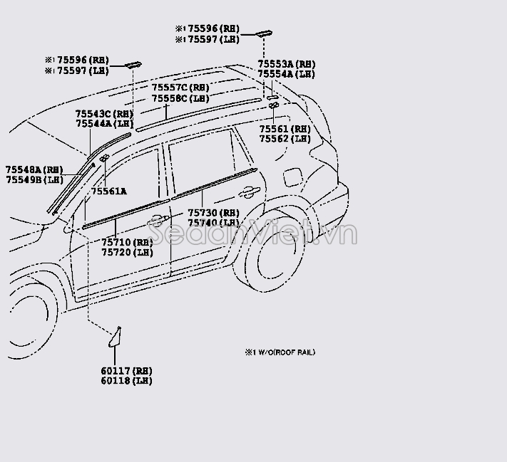 NẸP CHÂN KÍNH CHẮN GIÓ TRƯỚC TOYOTA RAV4 7554442010 CHÍNH HÃNG ...