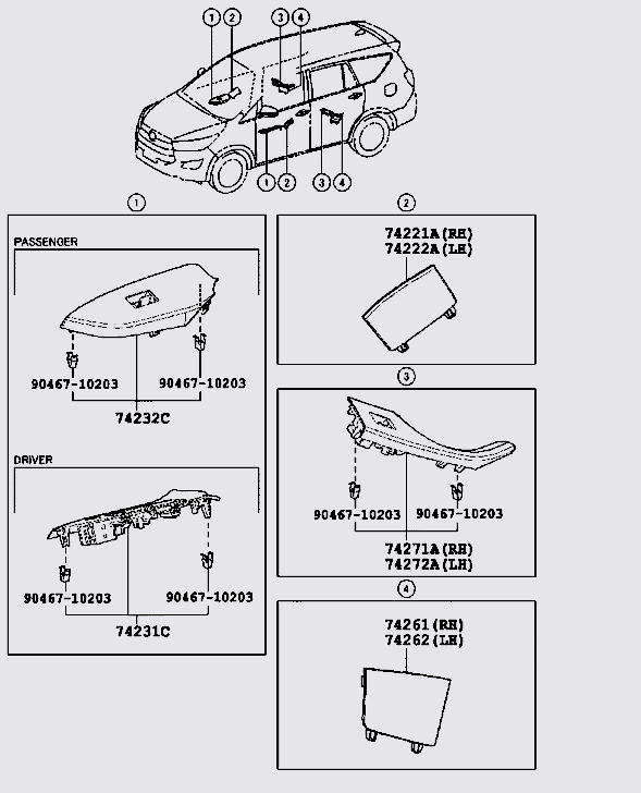 NHỰA ỐP CÔNG TẮC LÊN XUỐNG KÍNH TOYOTA INNOVA 742320K560 CHÍNH HÃNG ...