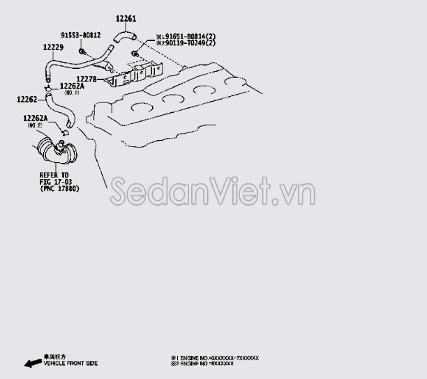 ỐNG HƠI THỪA TOYOTA HIACE 1226130040 CHÍNH HÃNG - SEDANVIET.VN