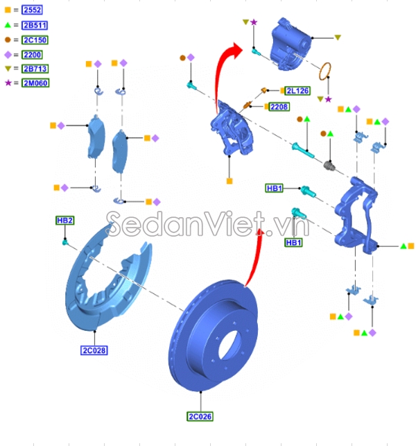 MÁ PHANH SAU FORD RANGER MB3Z2200A CHÍNH HÃNG - SEDANVIET.VN
