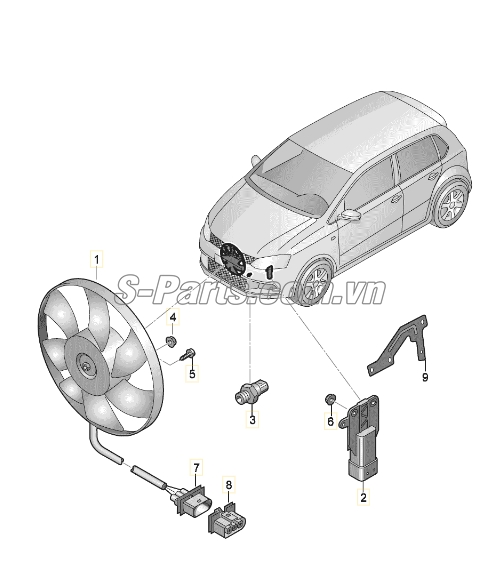 MÔ TƠ QUẠT GIÓ ĐỘNG CƠ LIỀN CÁNH QUẠT VOLKSWAGEN POLO HATCHBACK ...