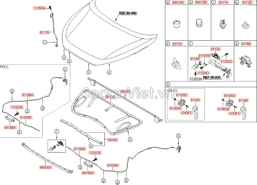 Ổ KHÓA NGẬM CAPO TRƯỚC HYUNDAI TUCSON 81140D3000 CHÍNH HÃNG - SEDANVIET.VN