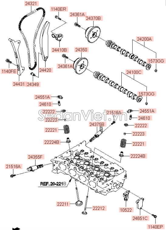 DẪN HƯỚNG CAM THẲNG HYUNDAI TUCSON 244302E000 CHÍNH HÃNG - SEDANVIET.VN