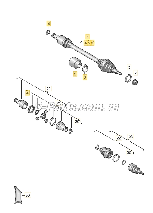 ĐẦU LÁP TRONG VOLKSWAGEN POLO 6RF498103D CHÍNH HÃNG - SEDANVIET.VN