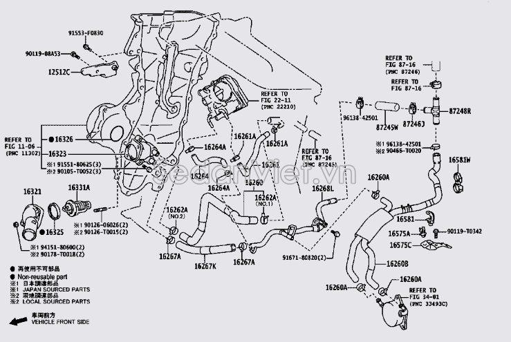 VAN HẰNG NHIỆT TOYOTA COROLLA ALTIS 1632137010 CHÍNH HÃNG - SEDANVIET.VN